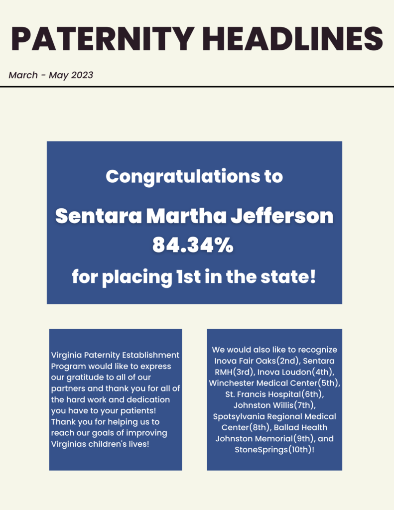 May 2023 Newsletter - Virginia Paternity Establishment Program